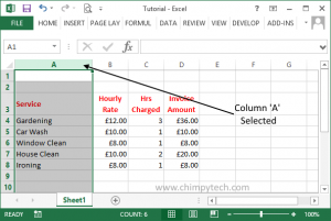 Excel 2013 - Selecting Data - Chimpytech